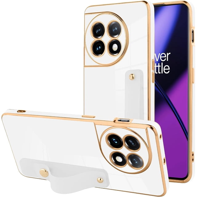 Designed for OnePlus 11 5G Case with Strap Luxury Plating Gold Bumper ...