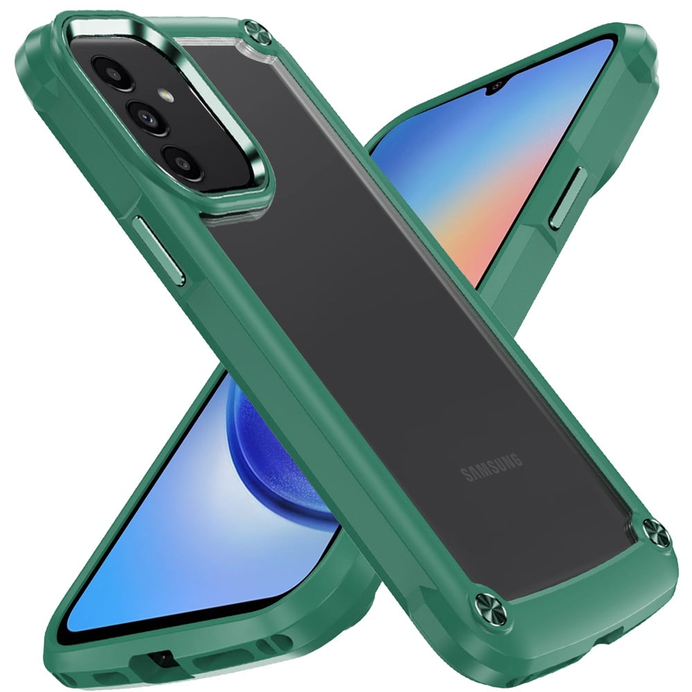 Designed for Samsung Galaxy A15 5G Hybrid Transparent Rubber with Metal ...