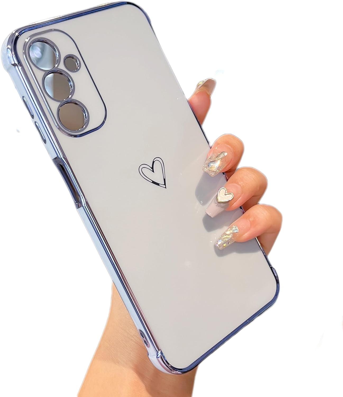 Designed for Samsung Galaxy A16 4G/5G Case,Cute Plating Edge Love Hearts Pattern with Camera ...