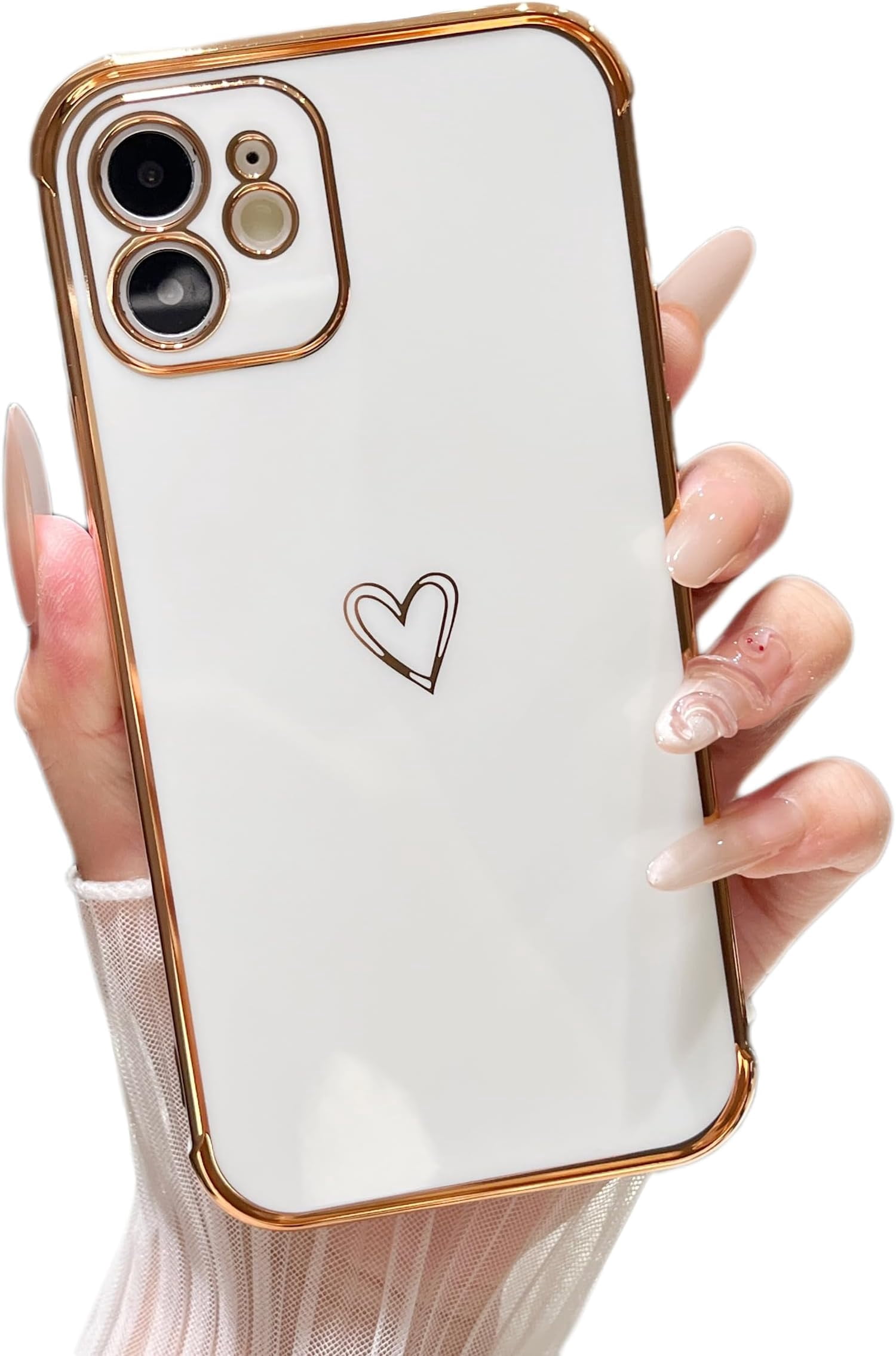 Designed for iPhone 11 6.1 inch Case, Cute Plating Edge Love Hearts ...