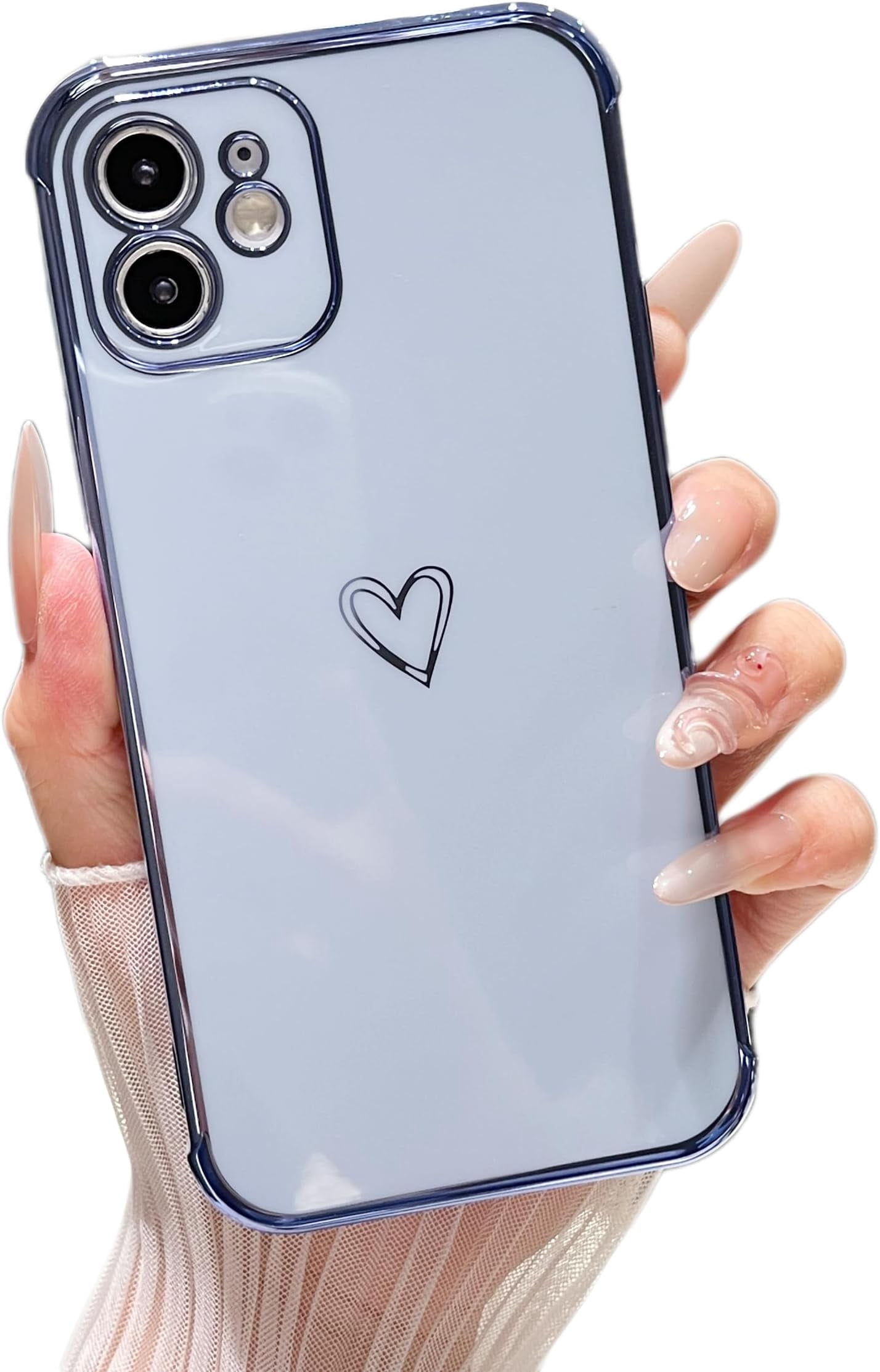 Designed for iPhone 12 6.1 inch Case, Cute Plating Edge Love Hearts ...