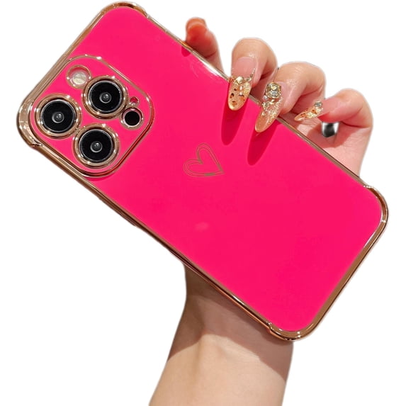Designed for iPhone 12 Pro Max Case 6.7 inch, Cute Plating Edge Love ...