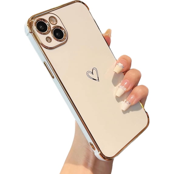Designed for iPhone 14 Plus 6.7 inch Case, Cute Plating Edge Love ...