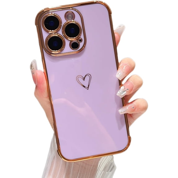 Designed for iPhone 14 Pro Case 6.1 inch, Cute Plating Edge Love Hearts ...