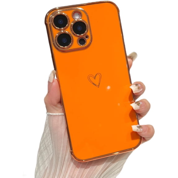 Designed for iPhone 16 Pro Case 6.3 inch, Cute Plating Edge Love Hearts ...