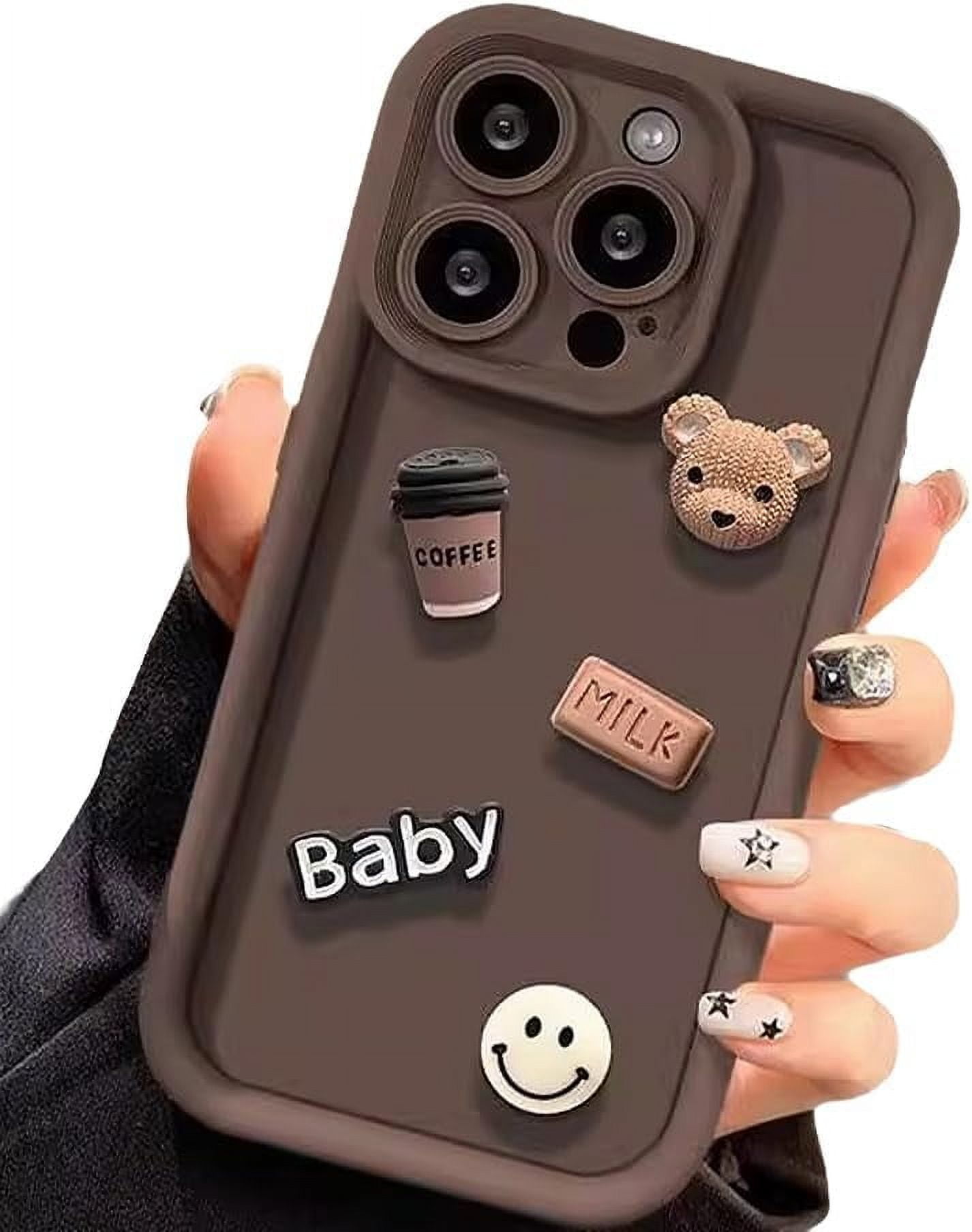 Designed for iPhone Case,3D Cute Coffee Bear Camera Lens Protection ...