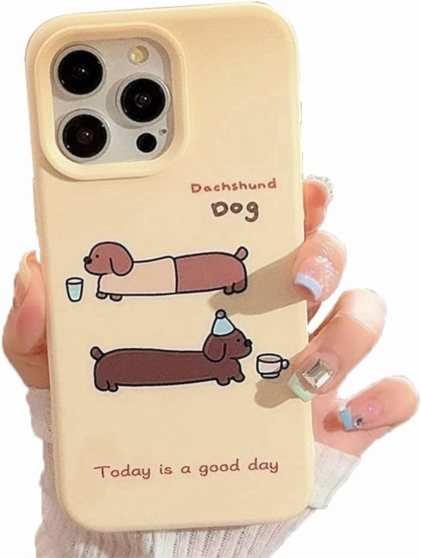 Designed for iPhone Case, Cute Dachshund Dog Print Solid Color Soft ...