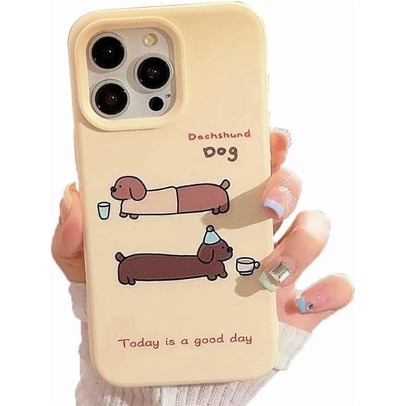 Designed for iPhone Case, Cute Dachshund Dog Print Solid Color Soft ...
