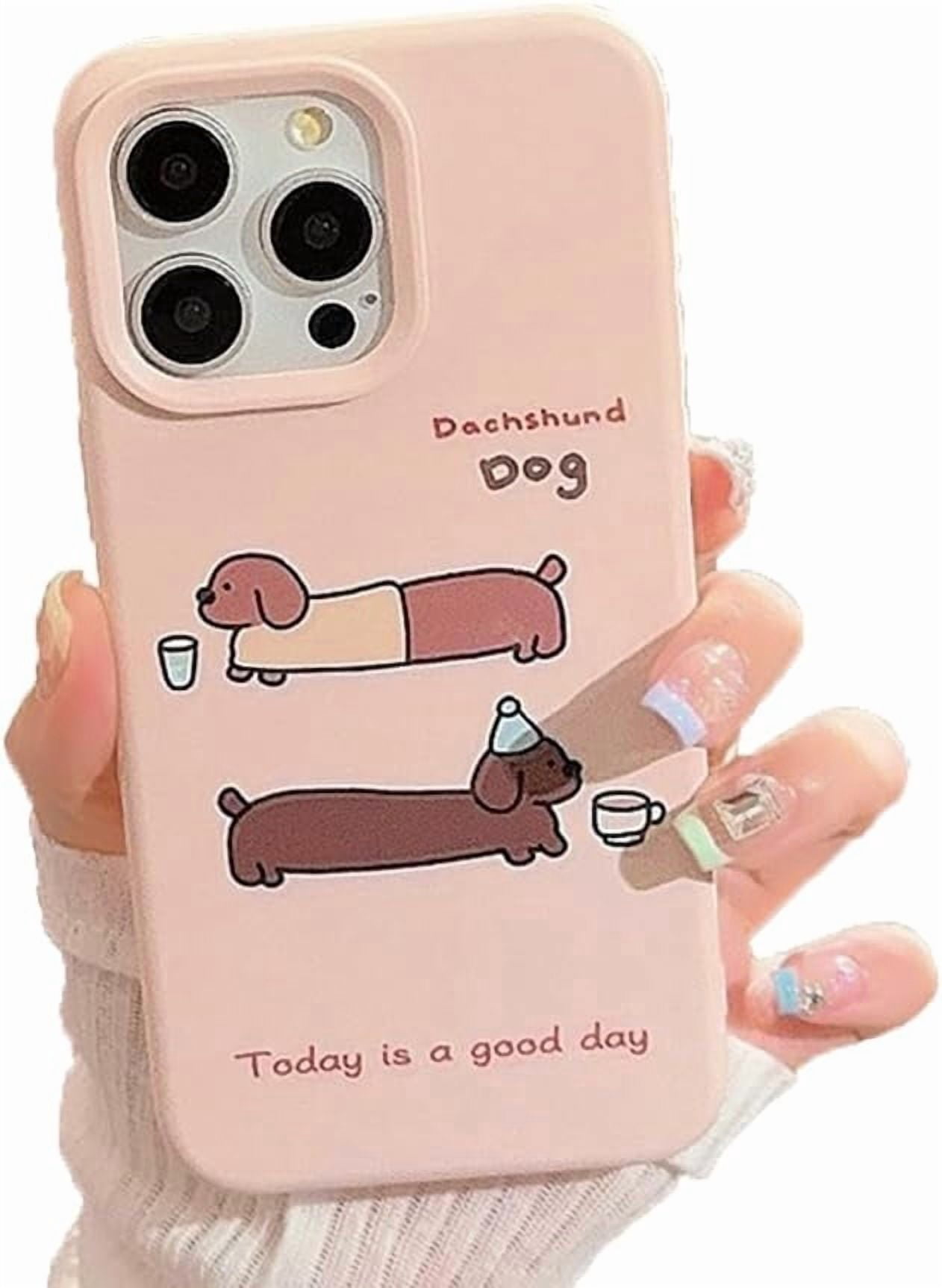 Designed for iPhone Case, Cute Dachshund Dog Print Solid Color Soft ...
