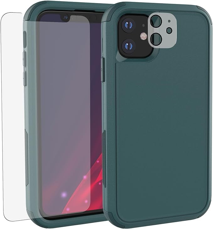 Designed for iPhone 11 Case with Screen Protector, 3-Layer Military ...