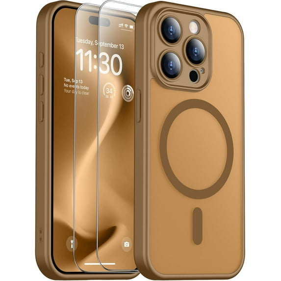 Designed for iPhone 15 Pro Case, Magnetic with [2 Tempered Glass Screen ...