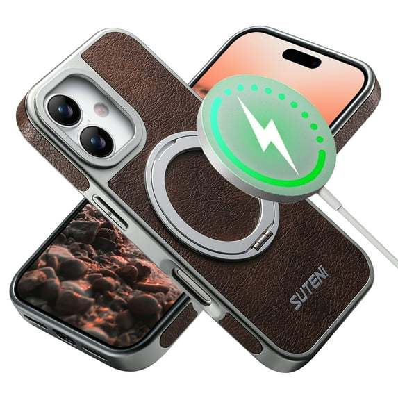 Designed for iPhone 16 Case with Magnetic Ring Stand & Secure Ring Grip ...