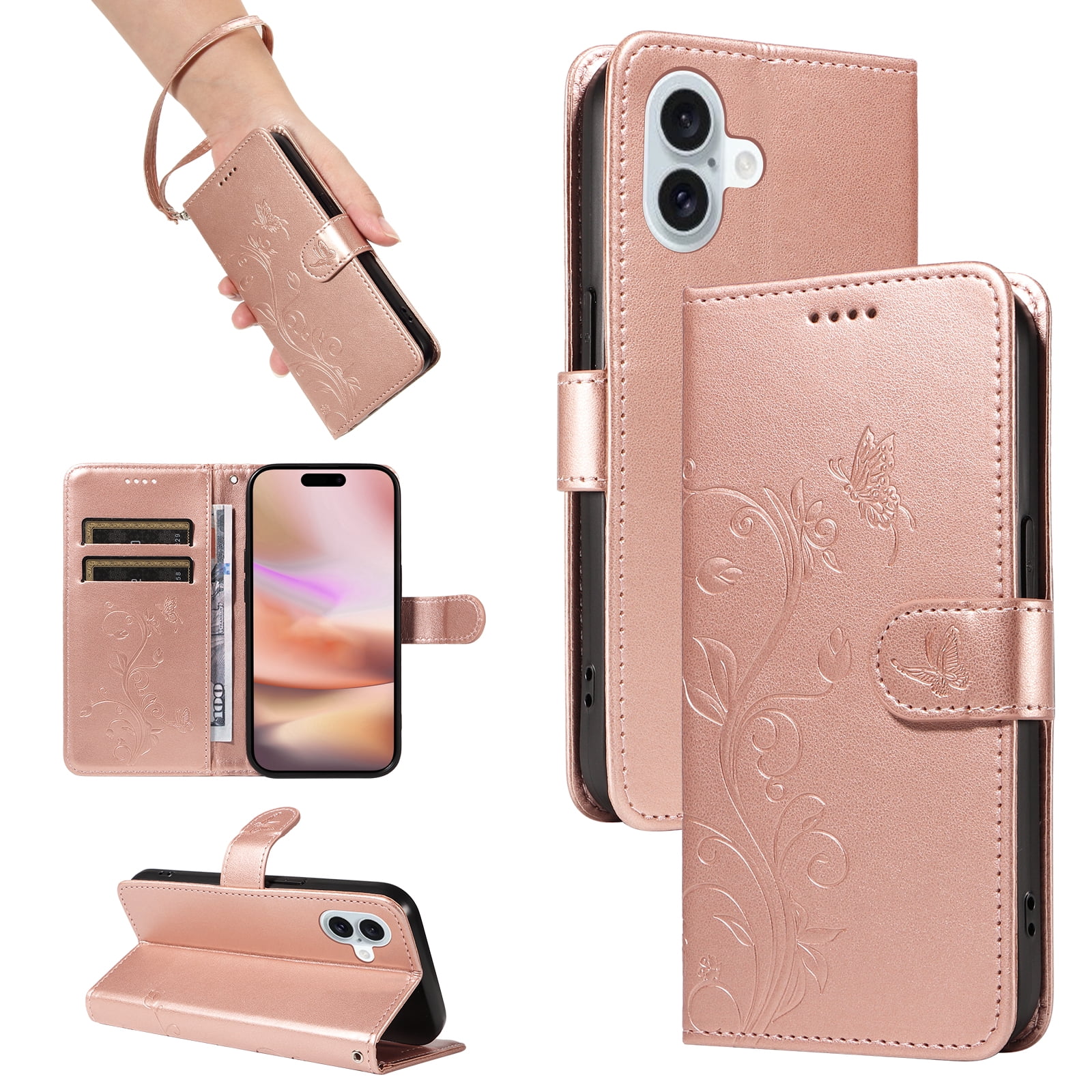 Designed for iPhone 16 Plus Case Wallet, Women Flip Folio Cover with ...