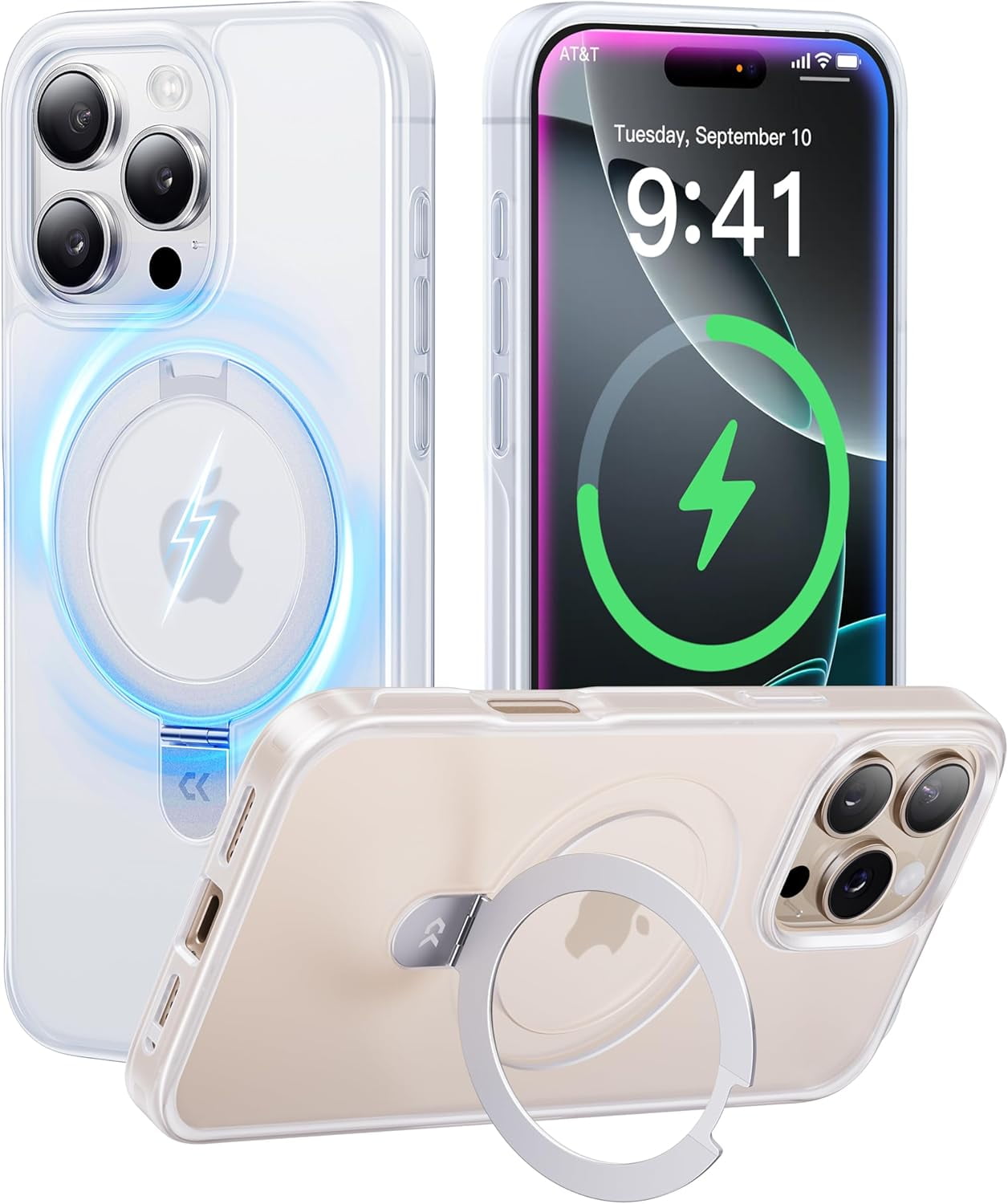 Designed for iPhone 16 Pro Case with Magnetic Invisible Stand [Military ...