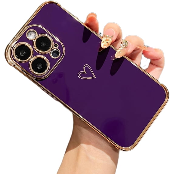 Designed for iPhone 16 Pro Max Case 6.9 inch, Cute Plating Edge Love ...