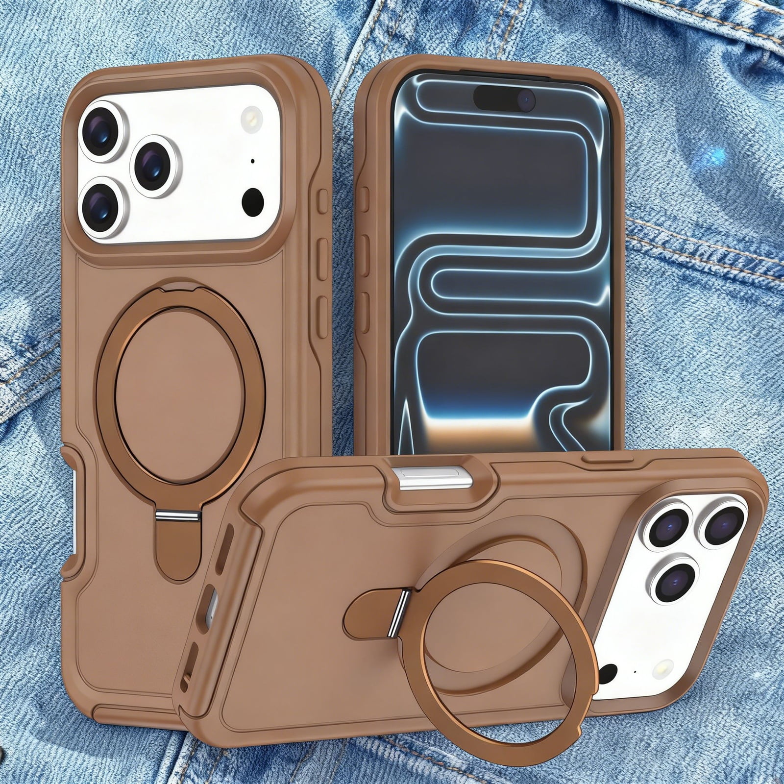 Designed For iPhone 16 Pro Phone Case,With Contractile Ring Kickstand ...