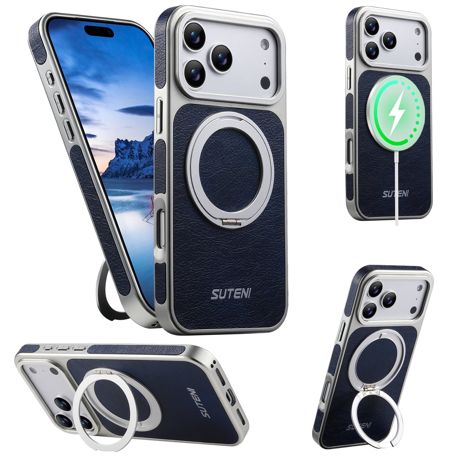 Designed for iPhone 17 Pro Case with Magnetic Ring Stand & Secure Ring ...