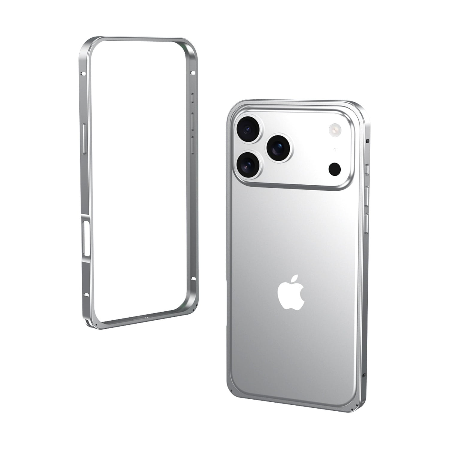 Designed For iPhone 17 Pro Metal Phone Case,Thin Slim No Back,Anti-fall ...
