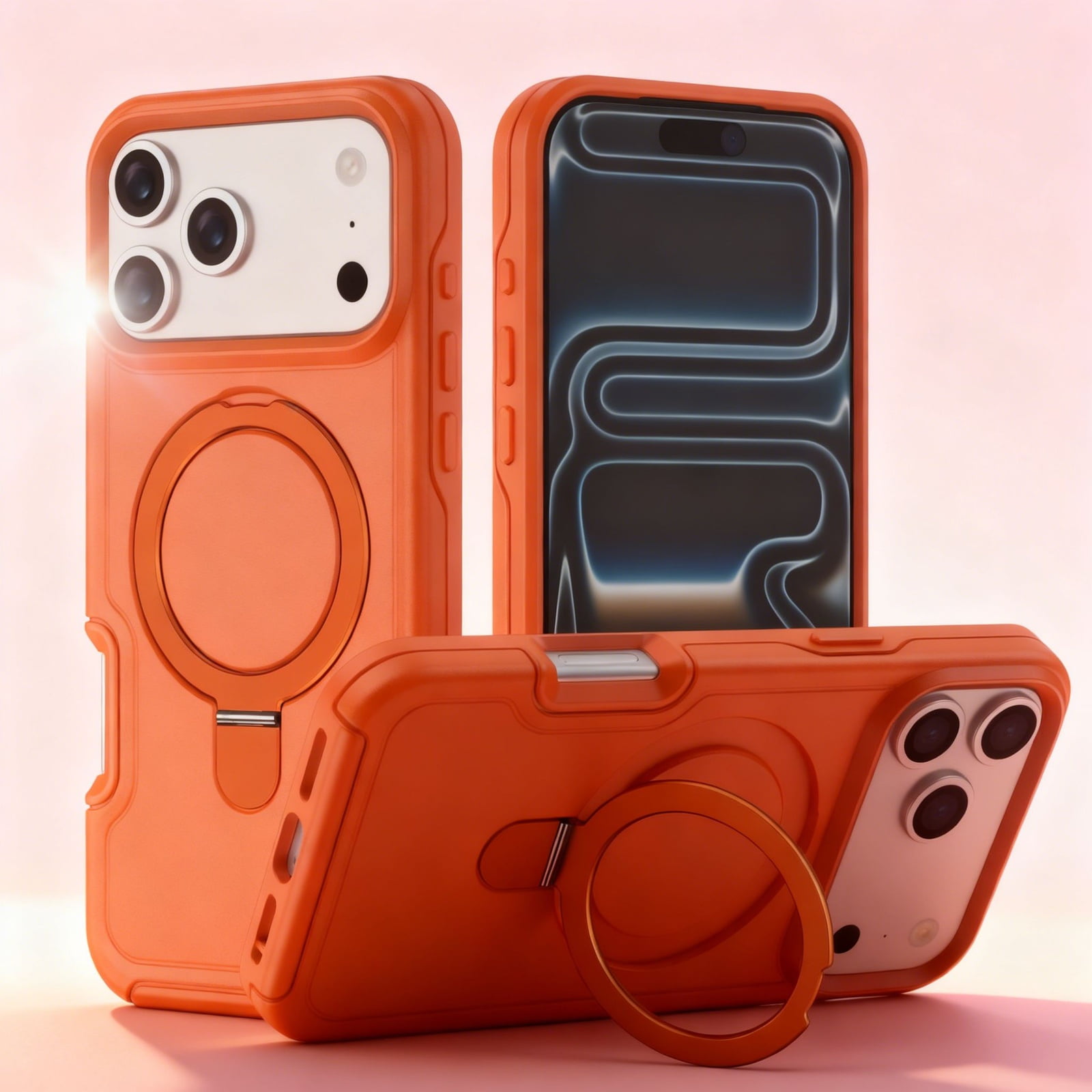 Designed For iPhone 17 Pro Phone Case,With Contractile Ring Kickstand ...