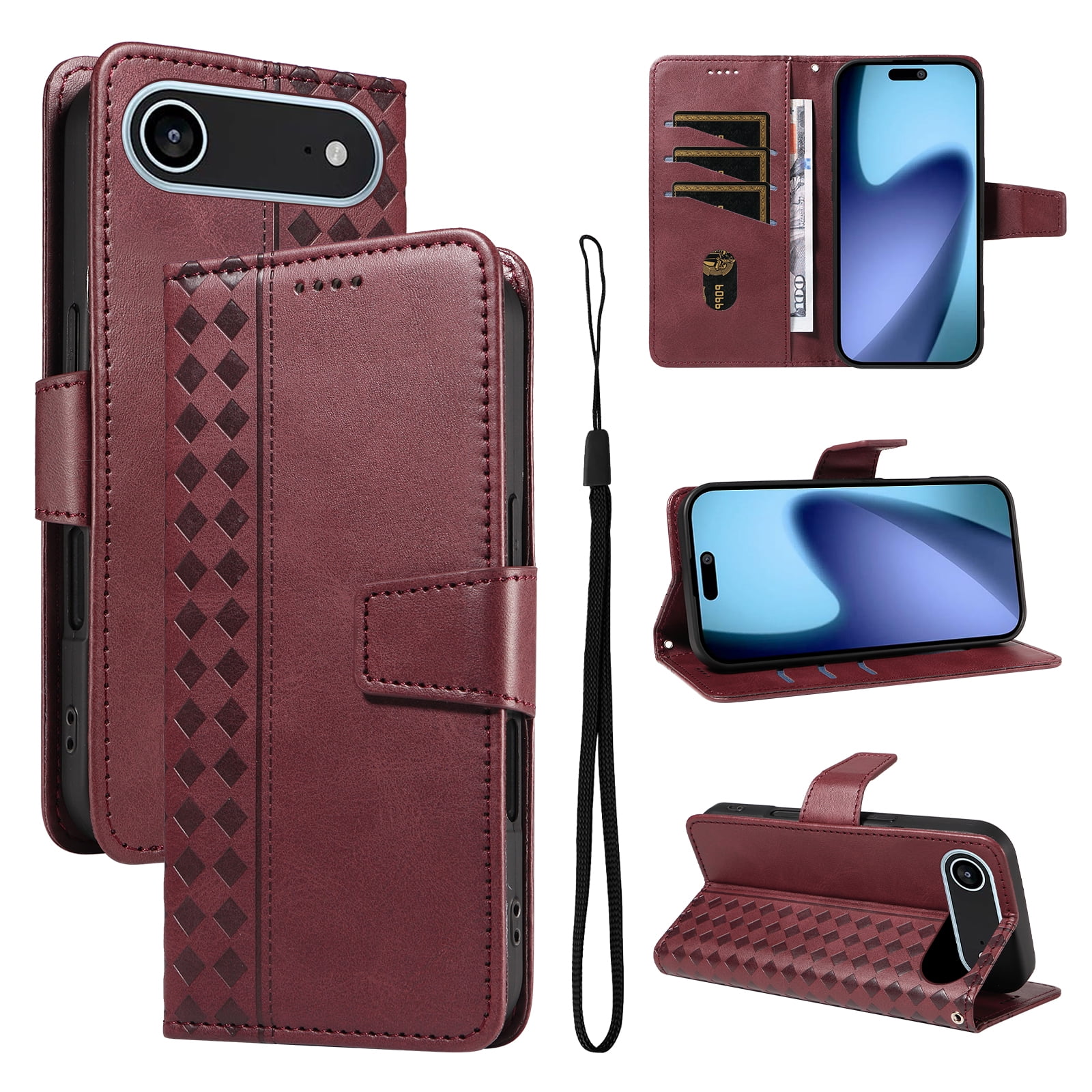 Designed for iPhone Air Case Wallet, Men Women Flip Folio Cover with PU Leather Stand Credit ...