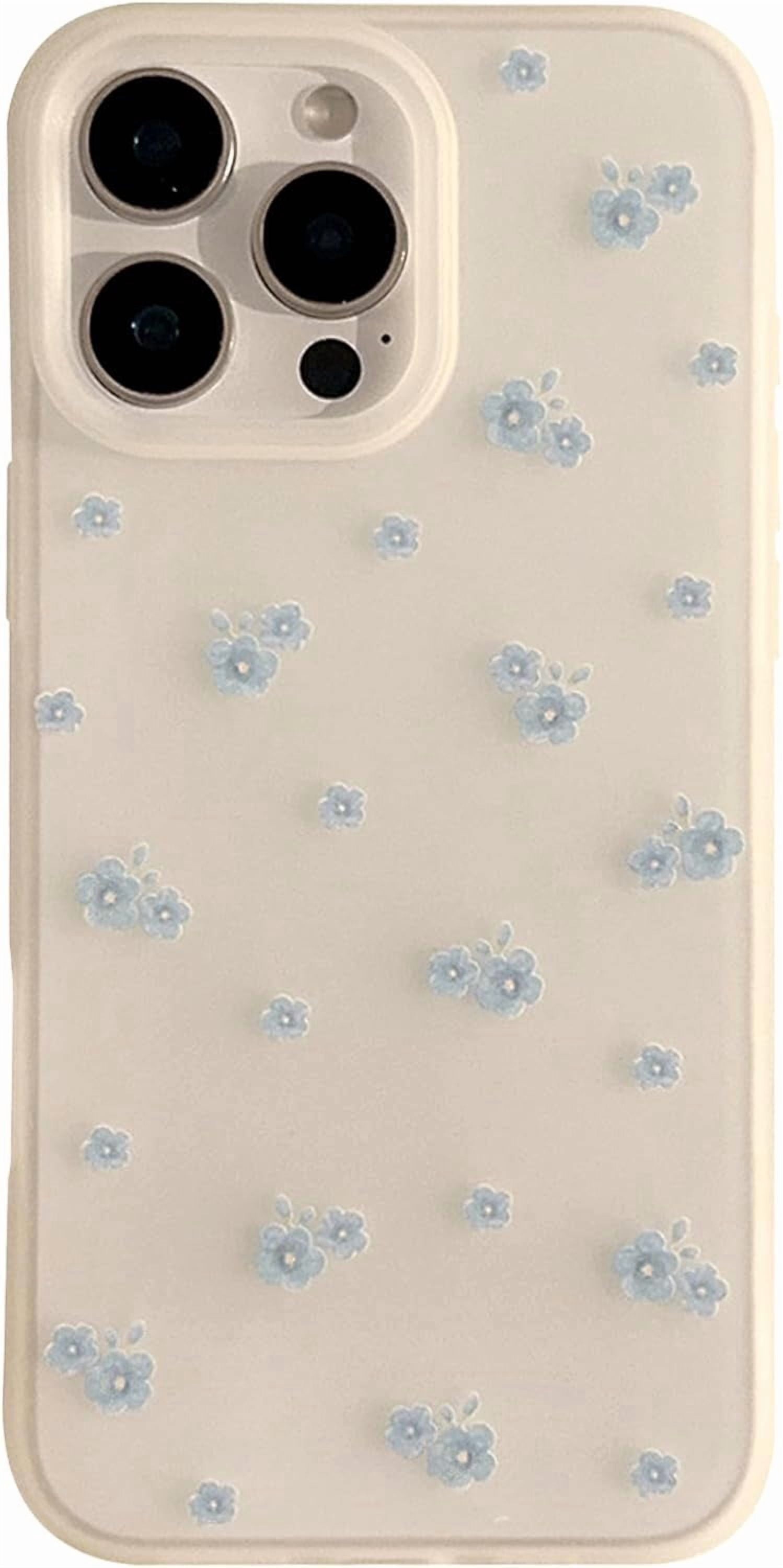 Designed for iPhone Case, Cute Light Blue Floral Print Clear Protective ...