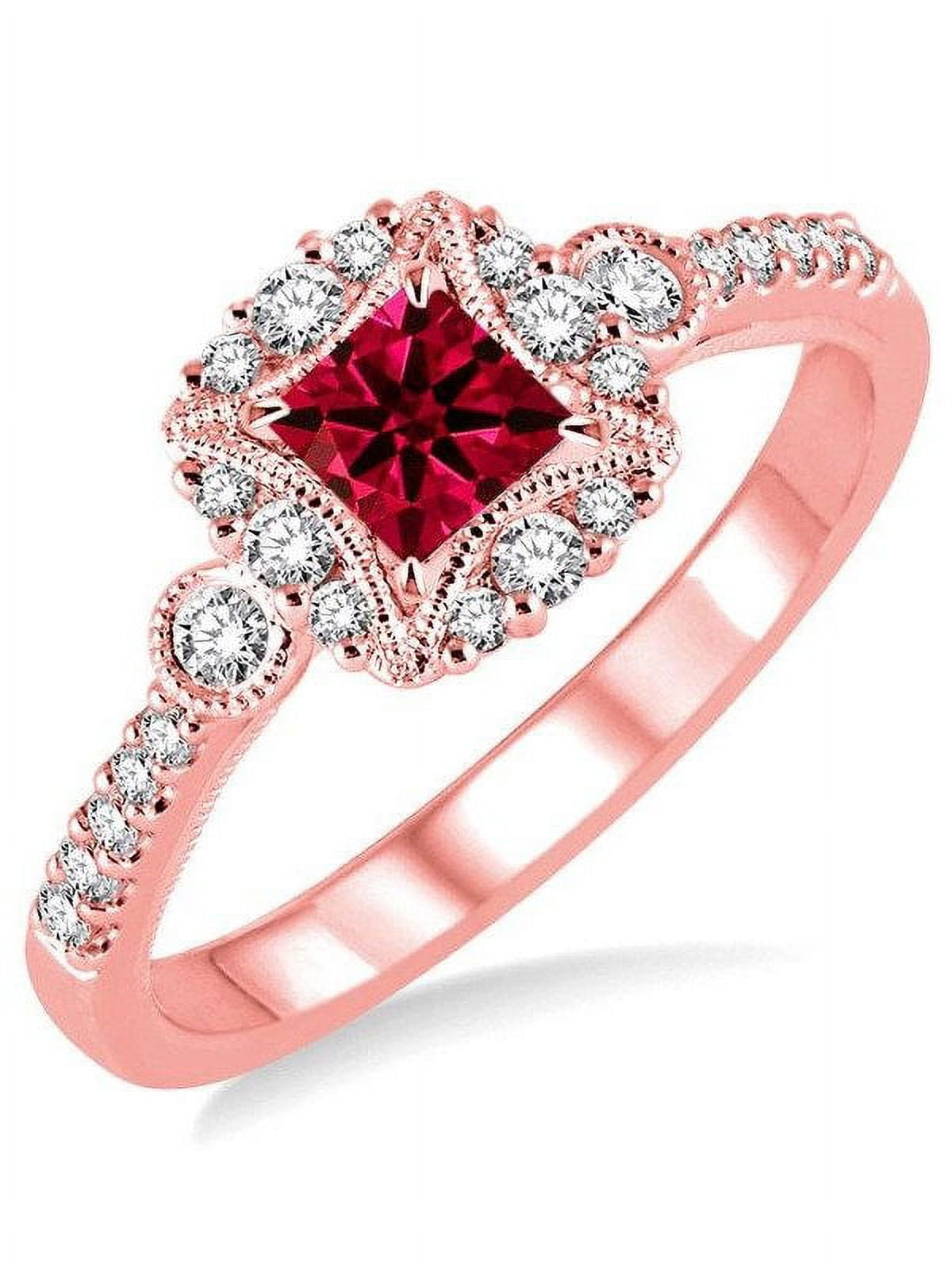 Designer 1.50 Carat Princess Cut Red Ruby And Diamond Moissanite ...