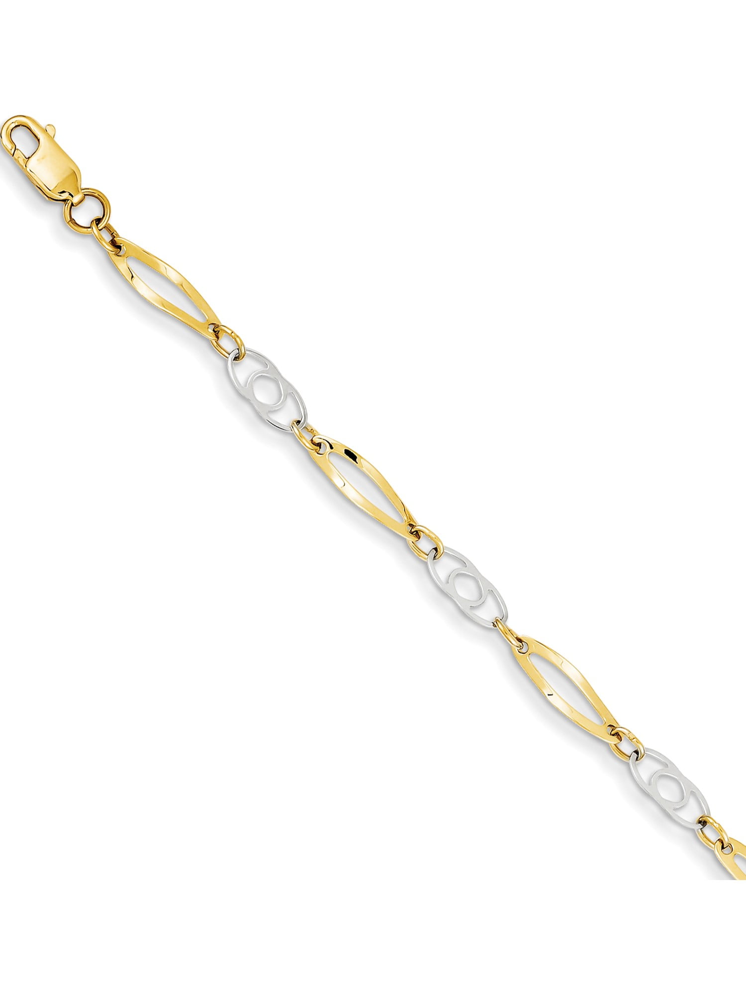 Designer 14K Two-Tone 7In Polished Fancy Link Bracelet (Length=7) Made ...