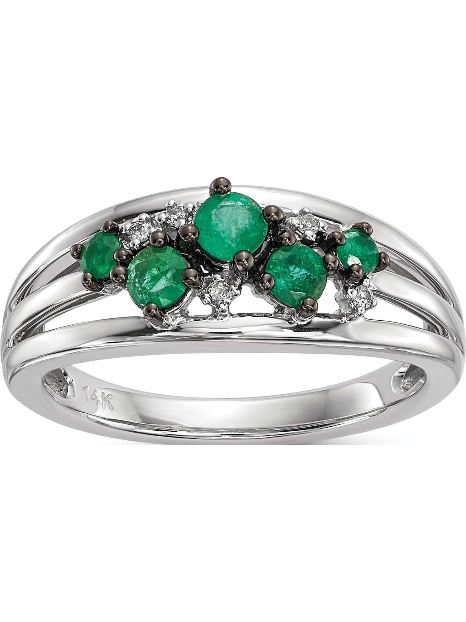 Designer 14K White Gold Diamond And Emerald Polished Ring Made In China ...