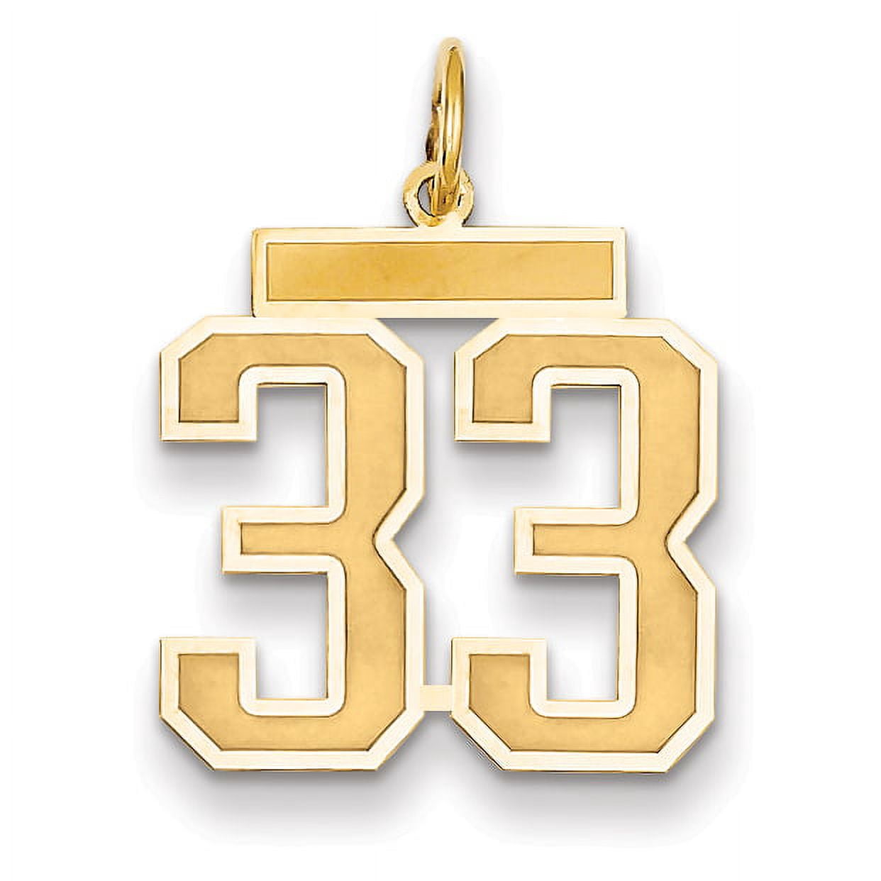 Designer 14K Yellow Gold Medium Satin Number 33 Charm Made In United ...