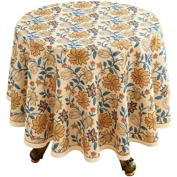 Designer Bohemian Floral Round Tablecloth,Linen Colorful Table Cloth ...