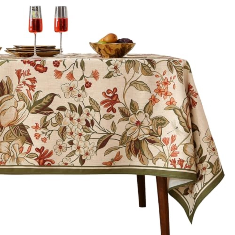 Designer Bohemian Linen Small Rectangular TableclothColorful Floral ...