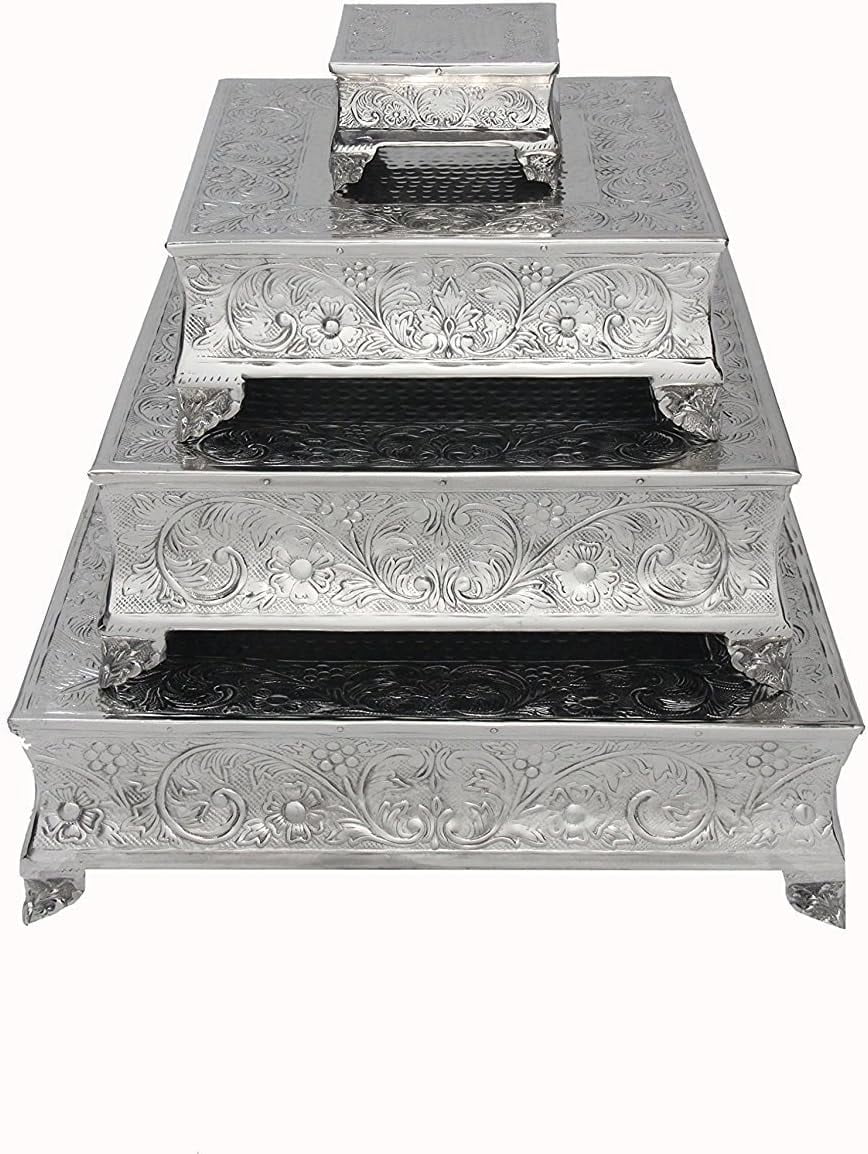 Designer Cake Stand Square Set of 22", 18", 14" & 6" Silver ...