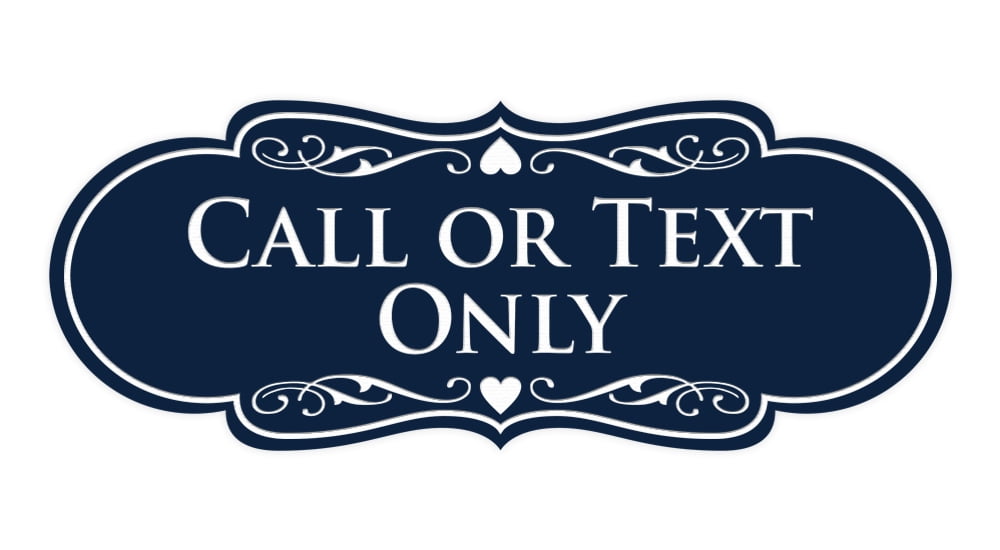 Designer Call Or Text Only Sign (Navy Blue / White) - Small - Walmart.com