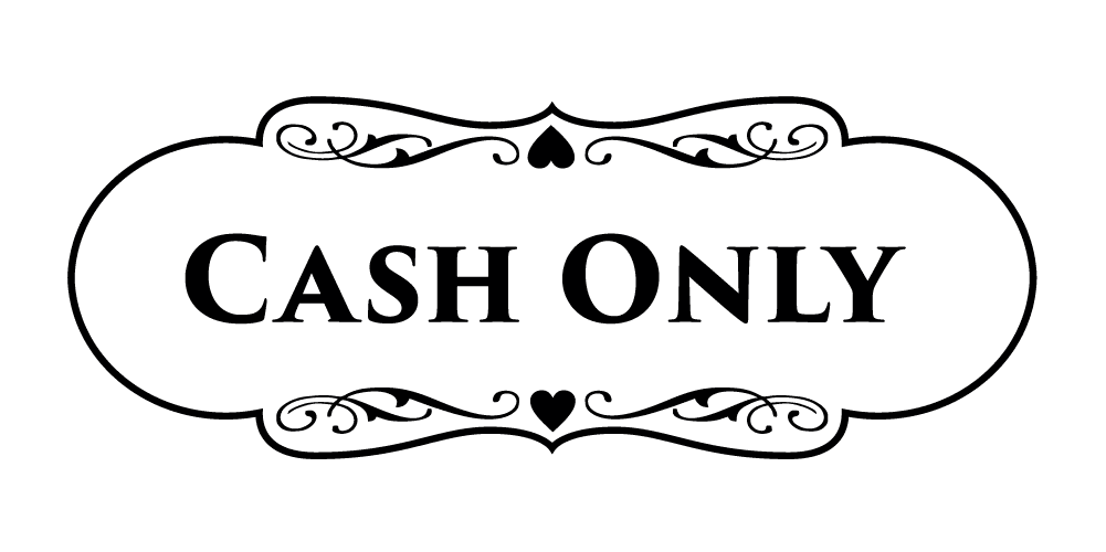 Designer Cash Only Sign (White) - Small - Walmart.com