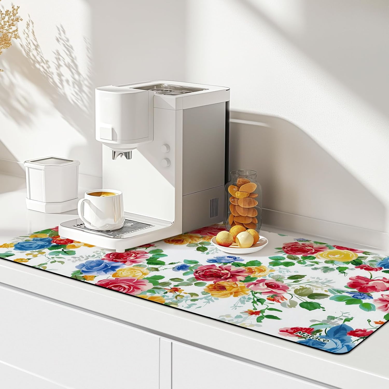 Designer Coffee Bar Mat, Extra Large 17 x 31.5 Inches, Rubber Backing ...