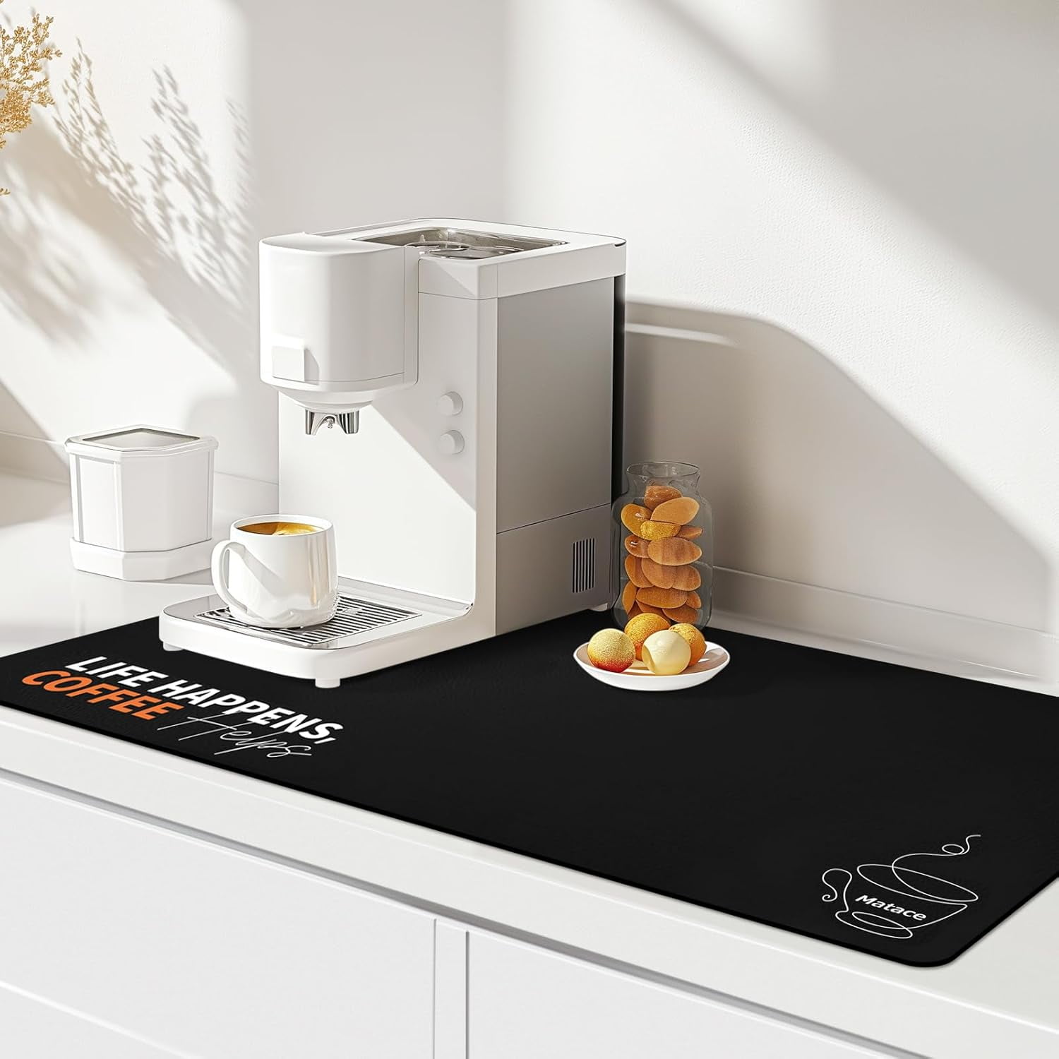 Designer Coffee Bar Mat, Extra Large 17 x 31.5 Inches, Rubber Backing ...