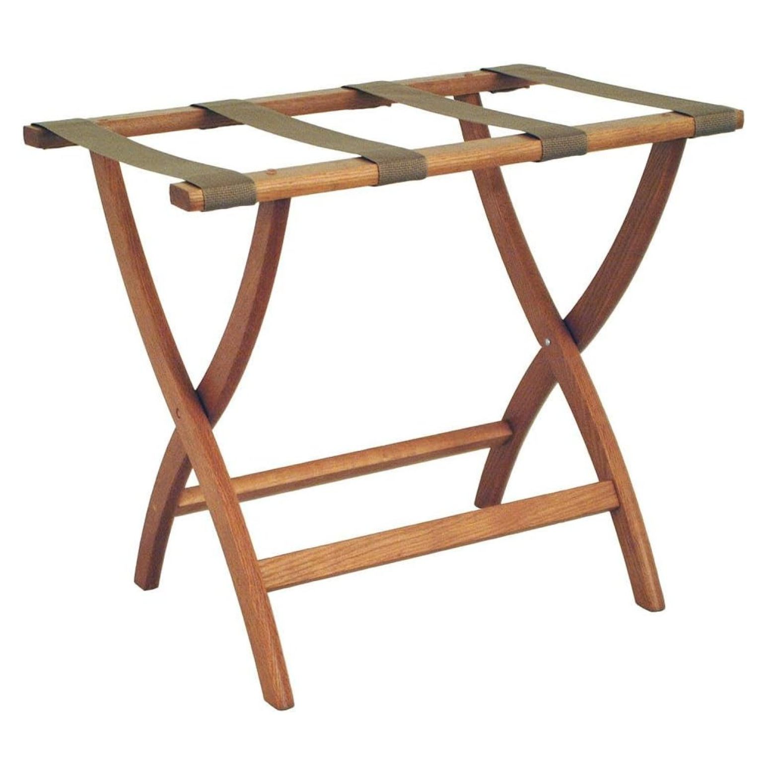 Designer Curve Leg Luggage Rack,Tan Straps, Medium Oak - Walmart.com