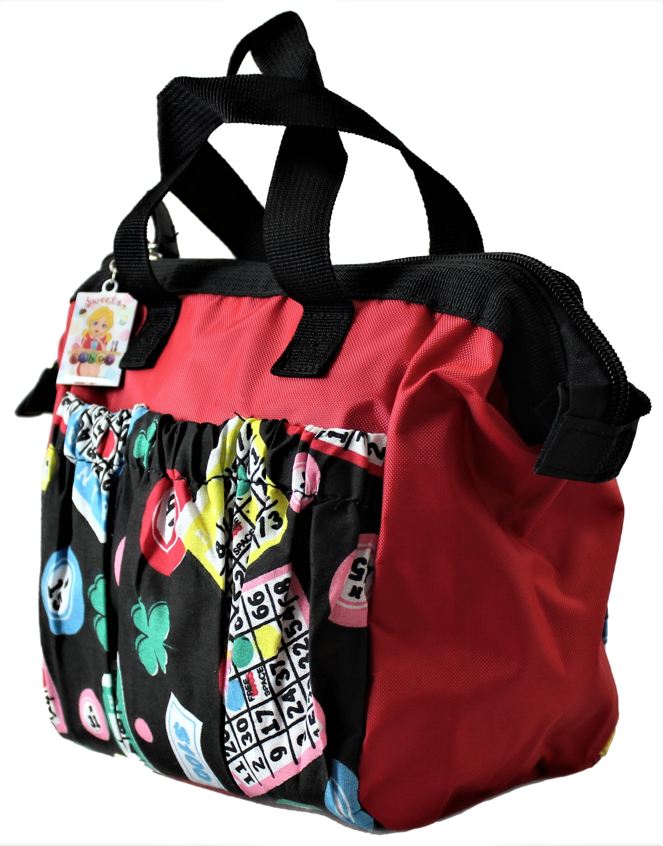 Designer Deals 6 Pocket Red Bingo Dauber Tote Bag Card Pattern - with ...