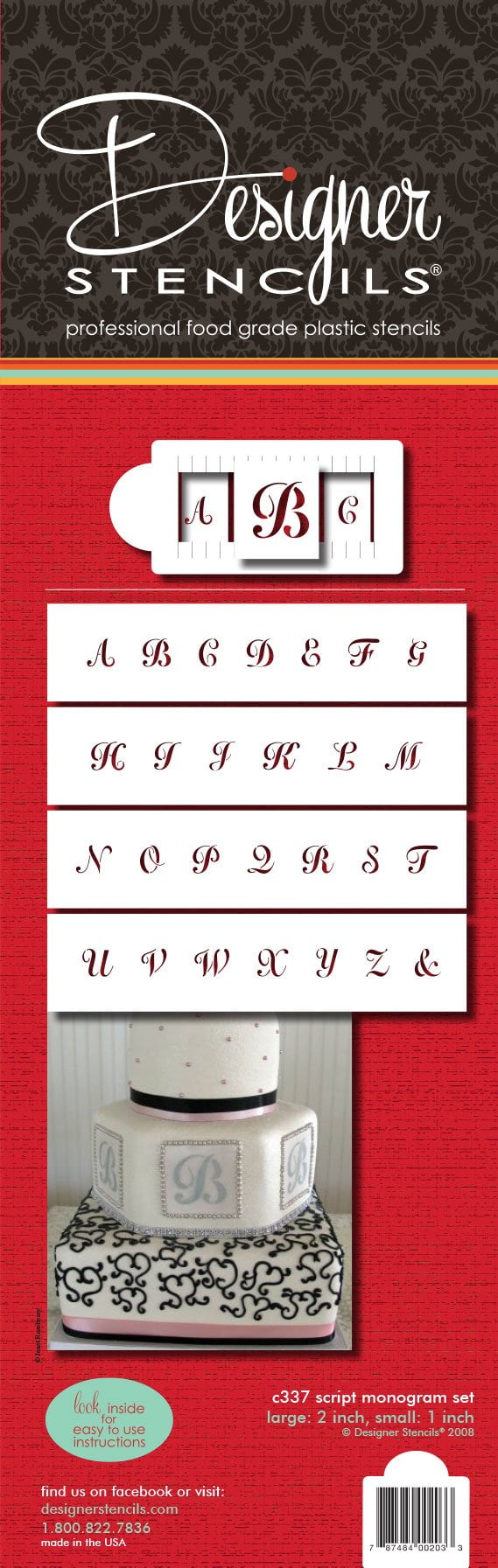 Designer Stencils Script Monogram Set Cake Stencils, Beige/semi ...