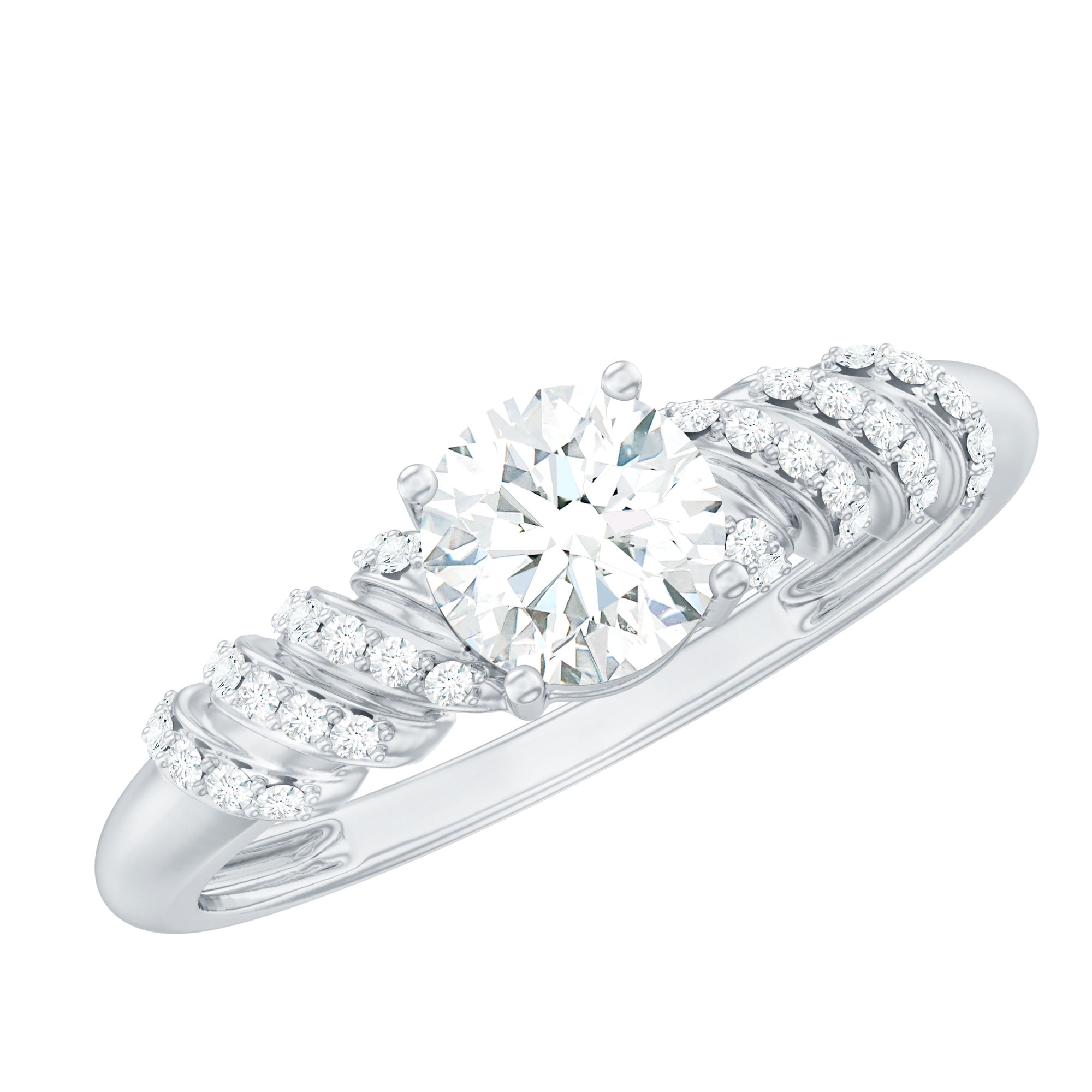 Rosec Jewels Designer Diamond Engagement Ring (Lab Grown) - 1 Carat - 6 mm - EF-VS Quality, 925 ...