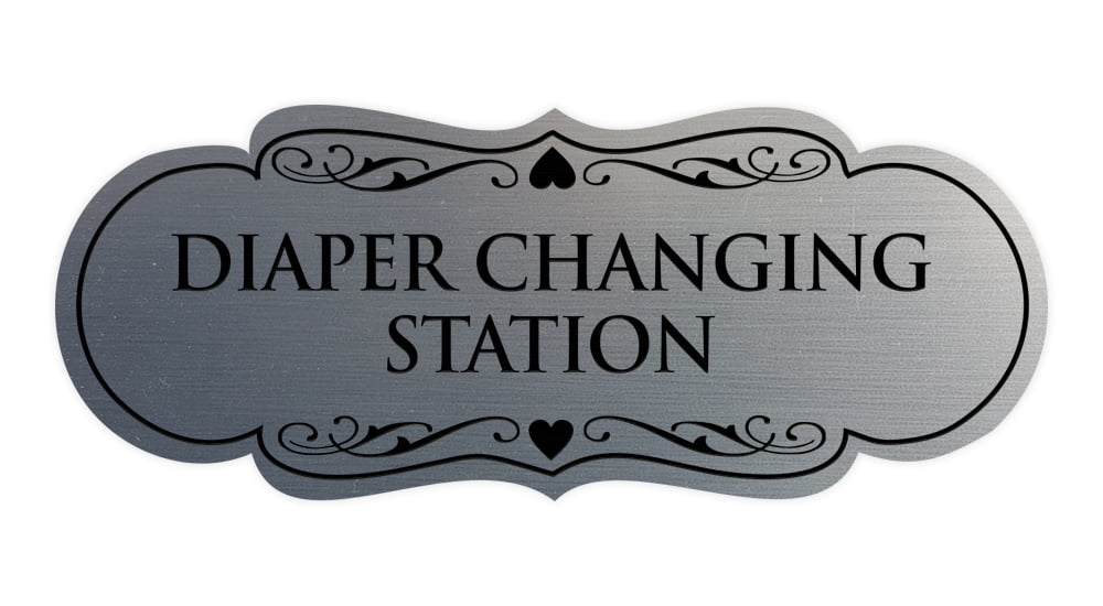 Designer Diaper Changing Station Sign(Brushed Silver) - Medium ...