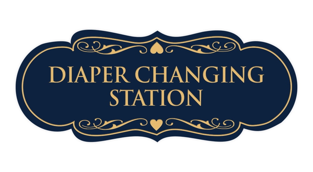 Designer Diaper Changing Station Sign(Navy Blue/Gold) - Small - Walmart.com