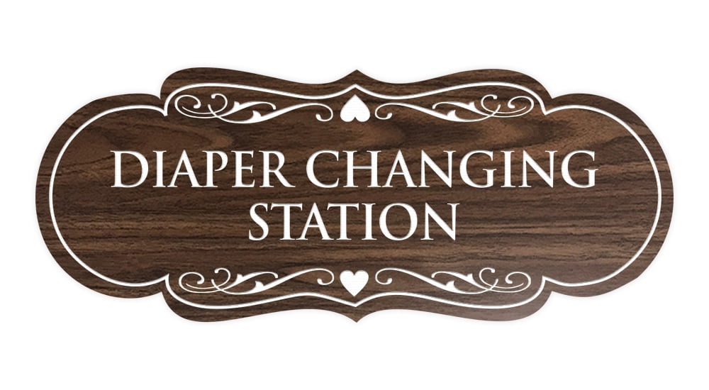 Designer Diaper Changing Station Sign(Walnut) - Medium - Walmart.com
