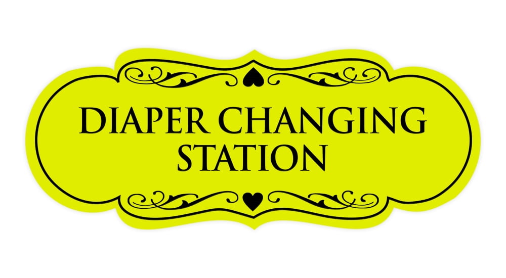Designer Diaper Changing Station Sign(Yellow / Black) - Large - Walmart.com