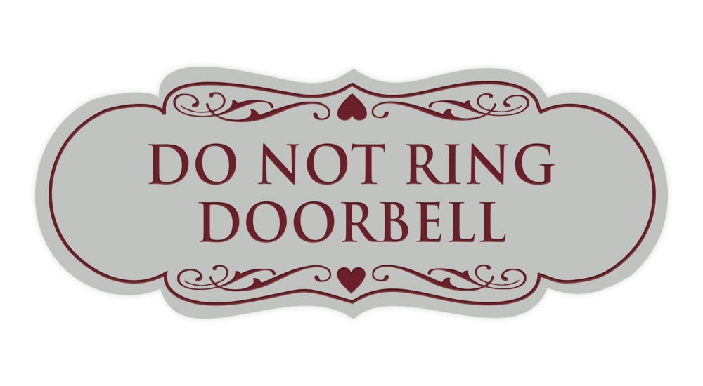Designer Do Not Ring Doorbell Sign(Light Grey / Burgundy) - Small ...