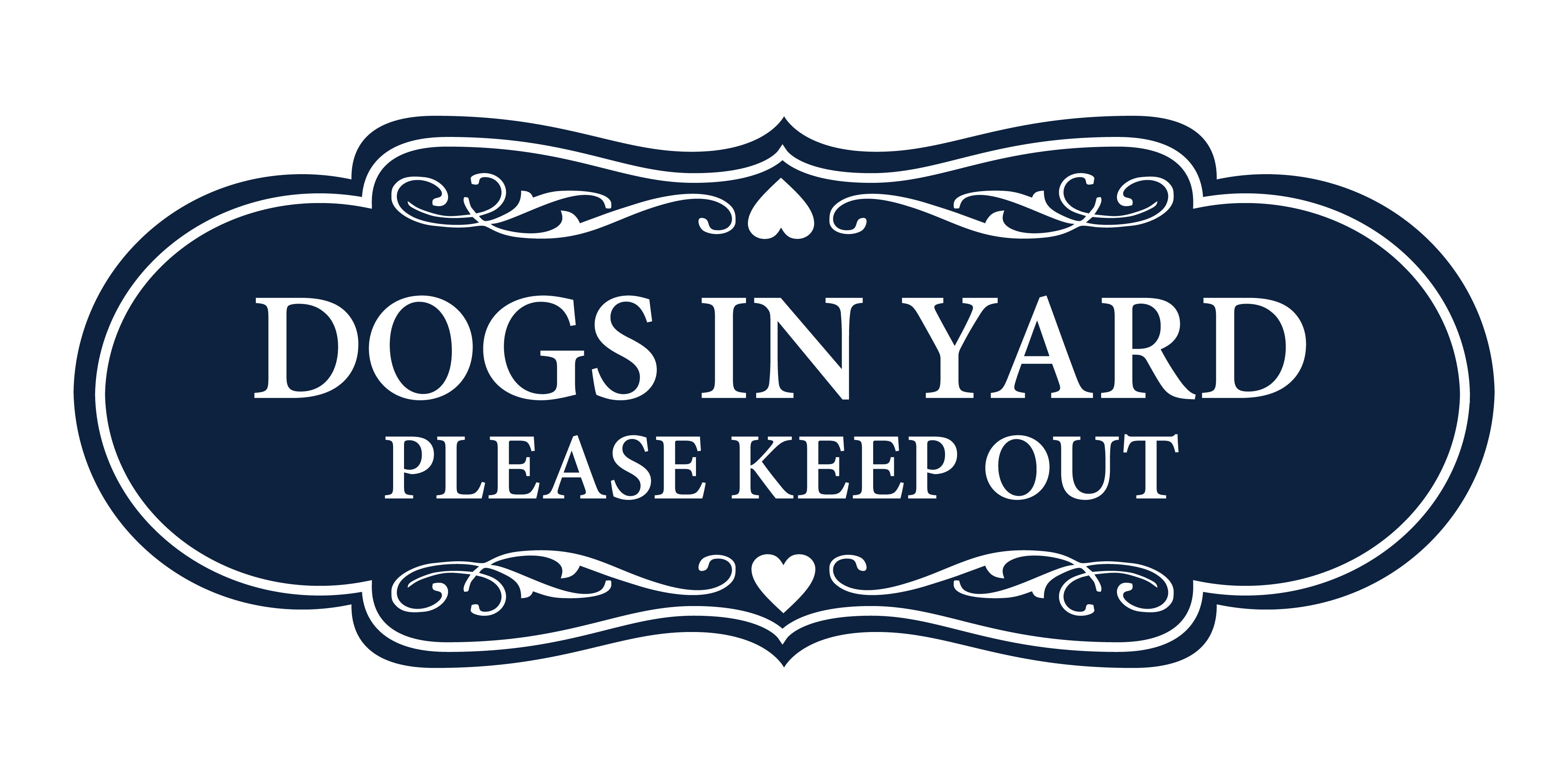 Designer Dogs In Yard Please Keep Out Sign (Navy Blue / White) - Small ...