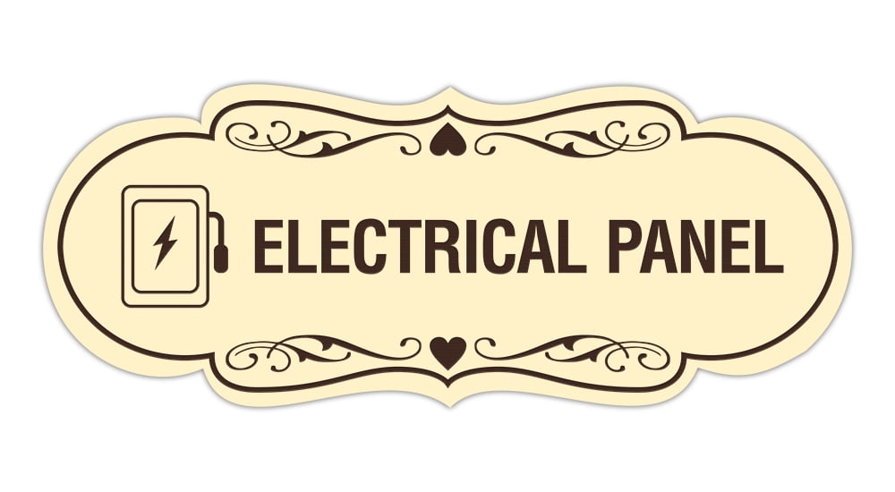 Designer Electrical Panel (Box) Sign (Ivory/Dark Brown) - Small ...
