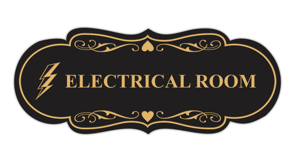 Fancy Electrical Room (Lightning) Sign (Black /Gold) - Small - Walmart.com
