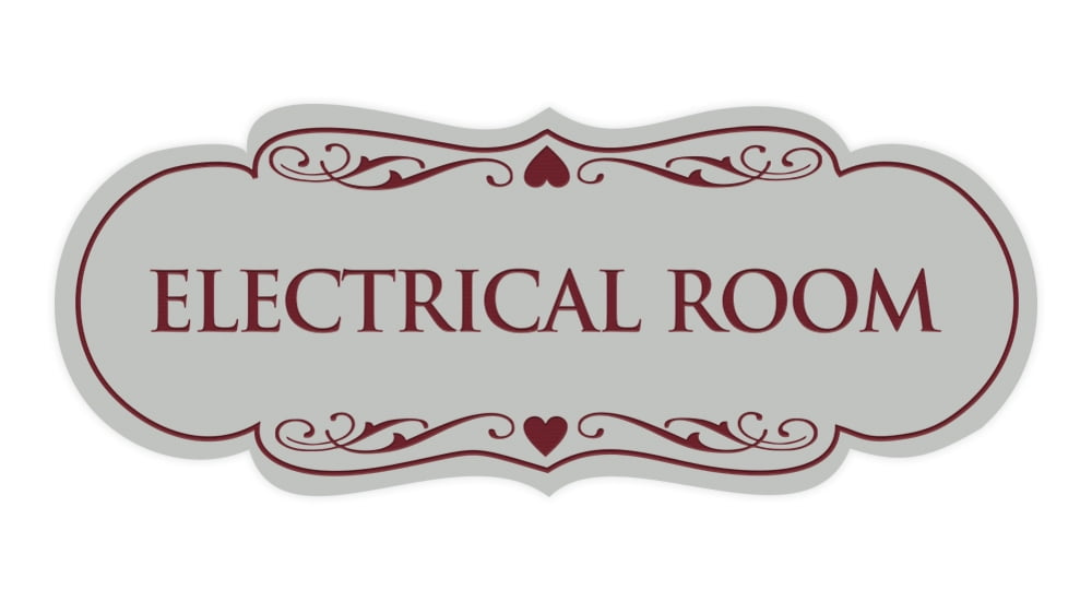 Designer Electrical Room Sign(Light Grey / Burgundy) - Small - Walmart.com