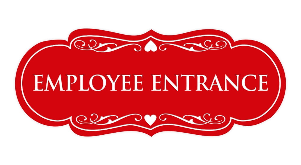 Designer Employee Entrance Sign(Red) - Large - Walmart.com